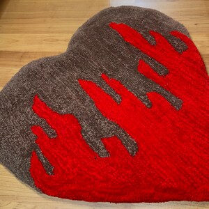 Heart Shaped Hand Tufted Rug, Red Fluffy Heart Rug, Handmade Love Rug ...