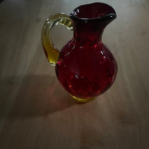 Precious Miniature Ruby Glass Pitcher - 3.5" High With Clear Crystal ...