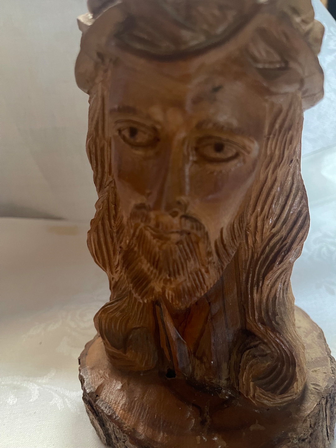 Olive Wood Hand-carved Christ Bust Figurine. Beautiful Handcrafted From ...