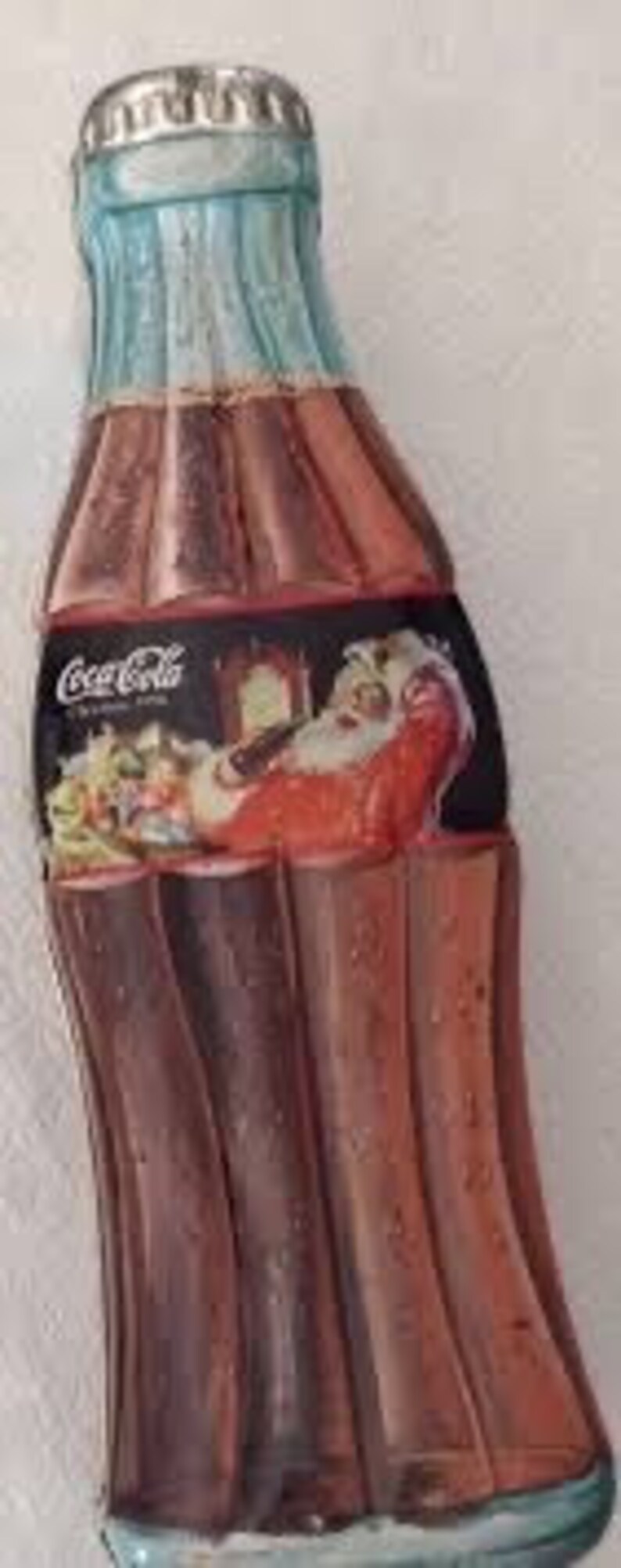 Coca-cola Tin Bottle Shaped Hinged Lid Extra Tall 13 1998 Christmas - Etsy