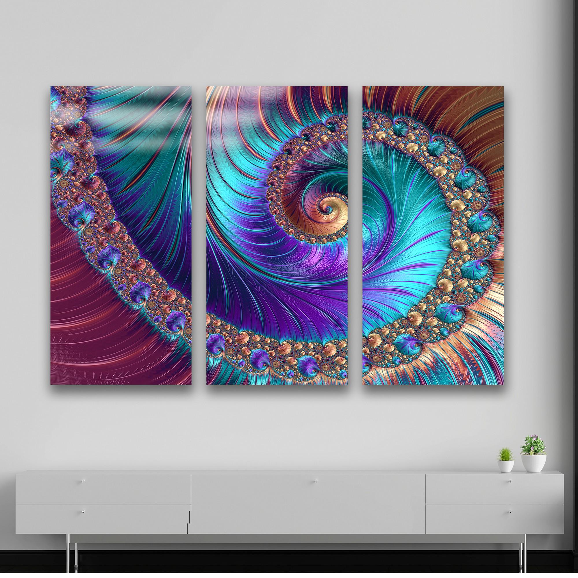 Golden Ratio Snail, Wall Painting, Fractal Art, Multicolor Design ...