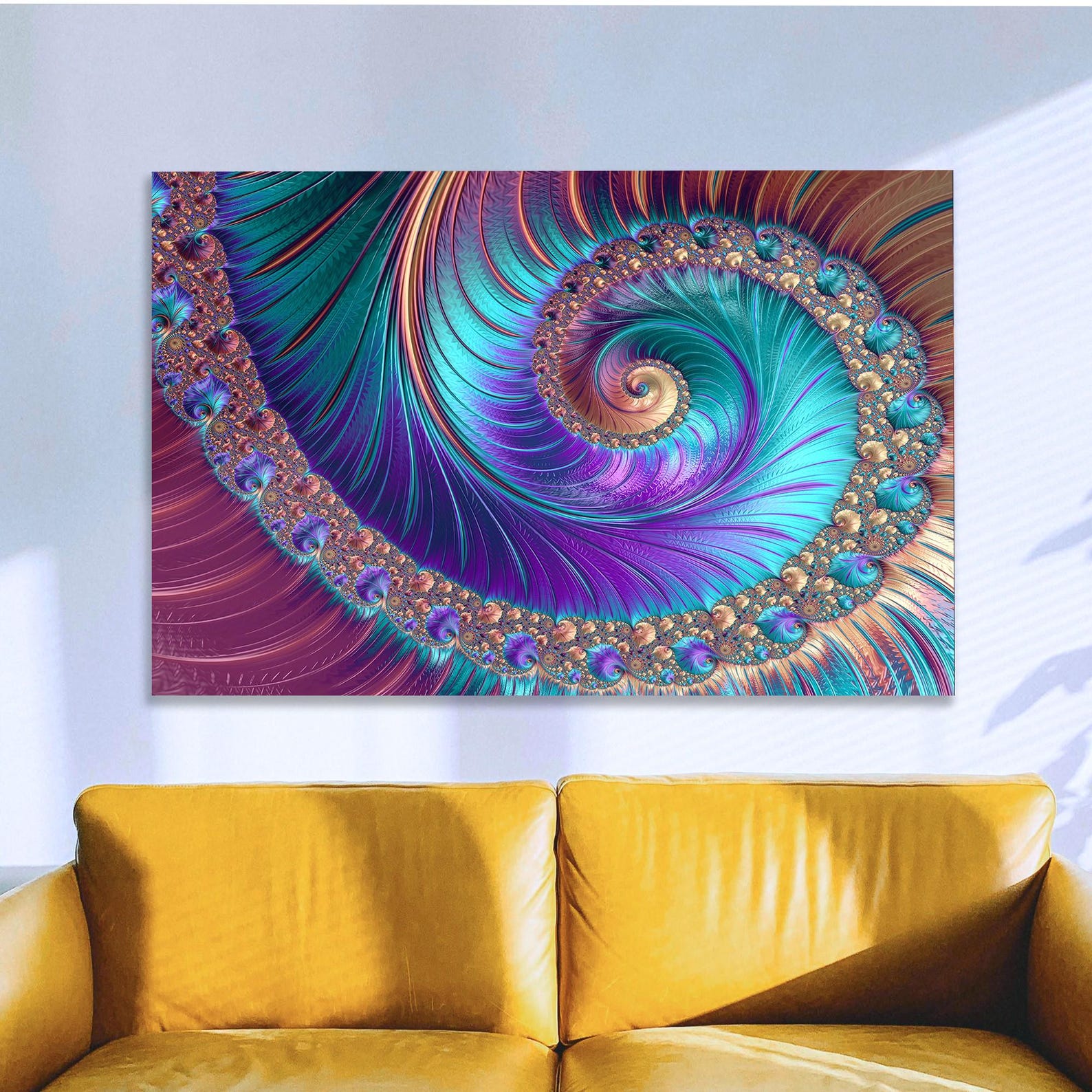 Golden Ratio Snail, Wall Painting, Fractal Art, Multicolor Design ...