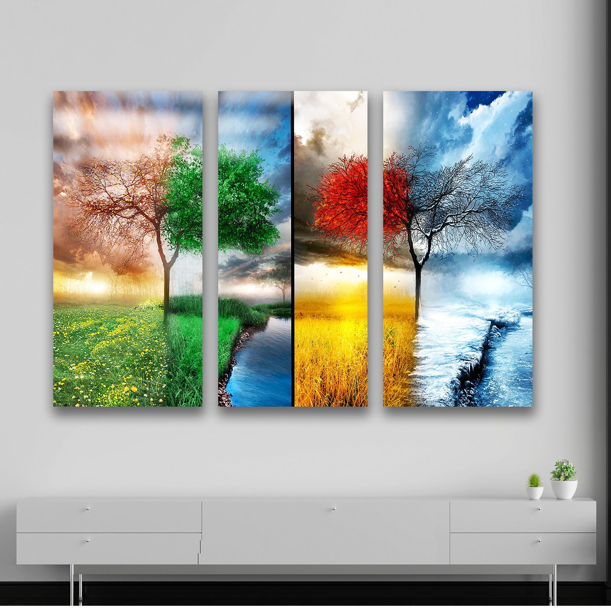 Four Seasons Art, Four Seasons Wall, Wall Slogan, Rustic Cow Wall Art ...