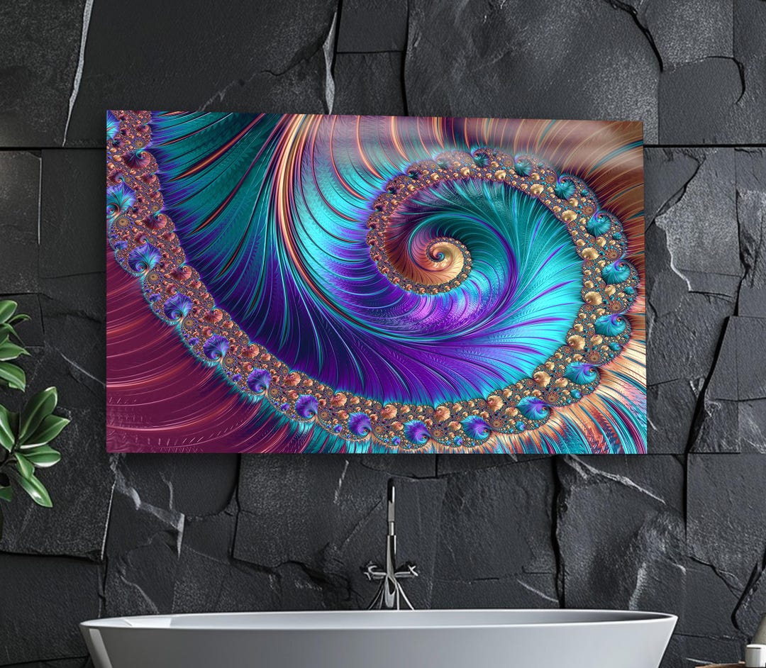 Golden Ratio Snail, Wall Painting, Fractal Art, Multicolor Design ...