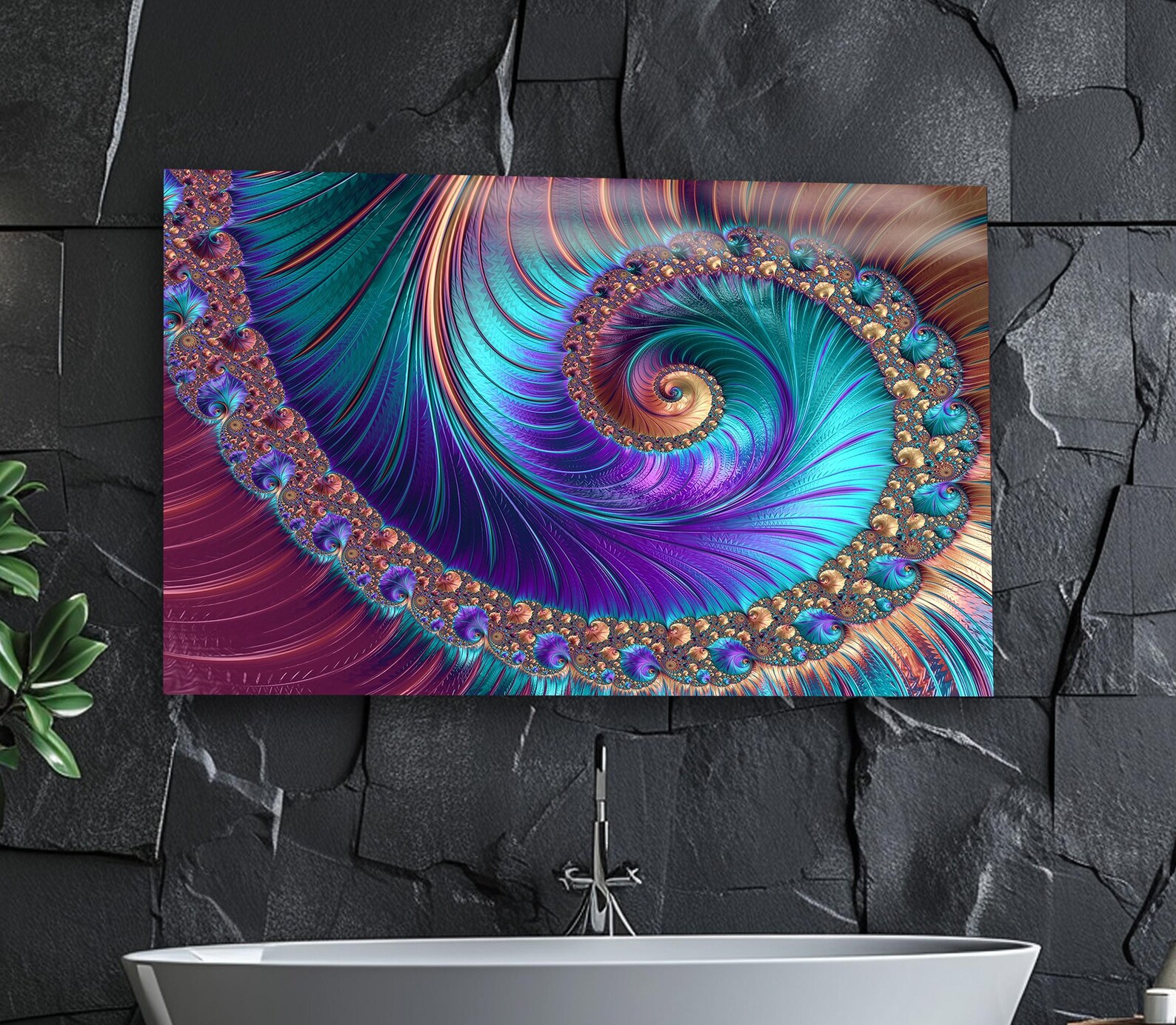 Golden Ratio Snail, Wall Painting, Fractal Art, Multicolor Design ...