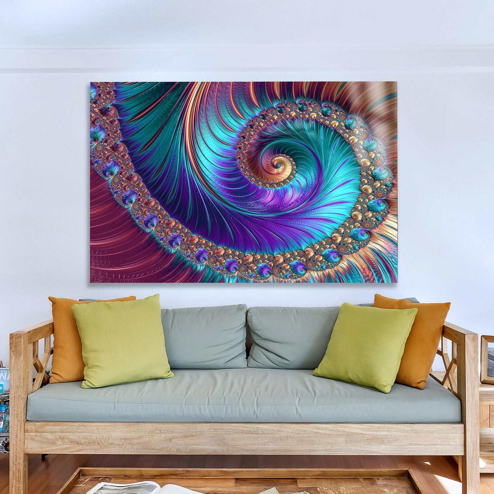 Golden Ratio Snail, Wall Painting, Fractal Art, Multicolor Design ...