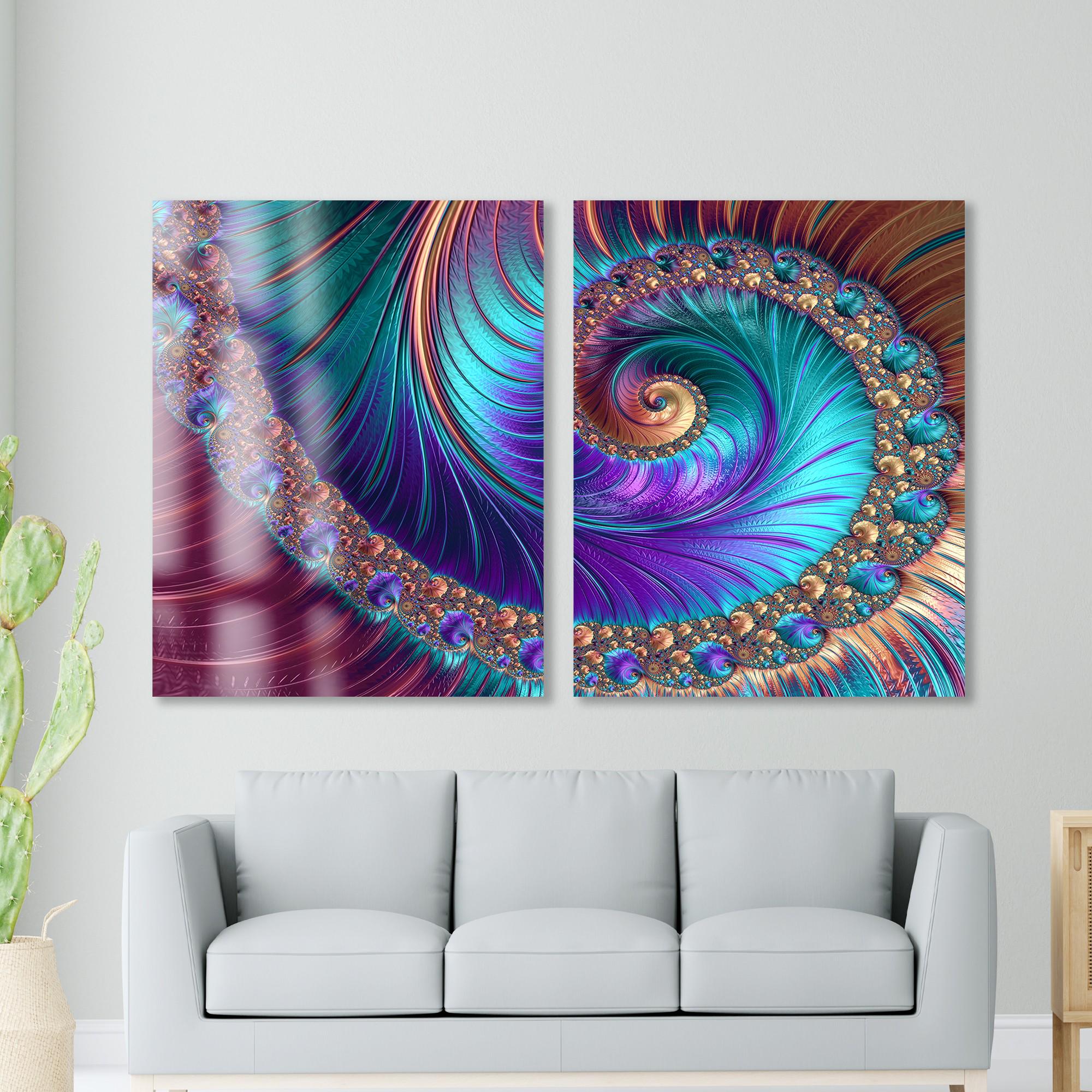 Golden Ratio Snail, Wall Painting, Fractal Art, Multicolor Design ...