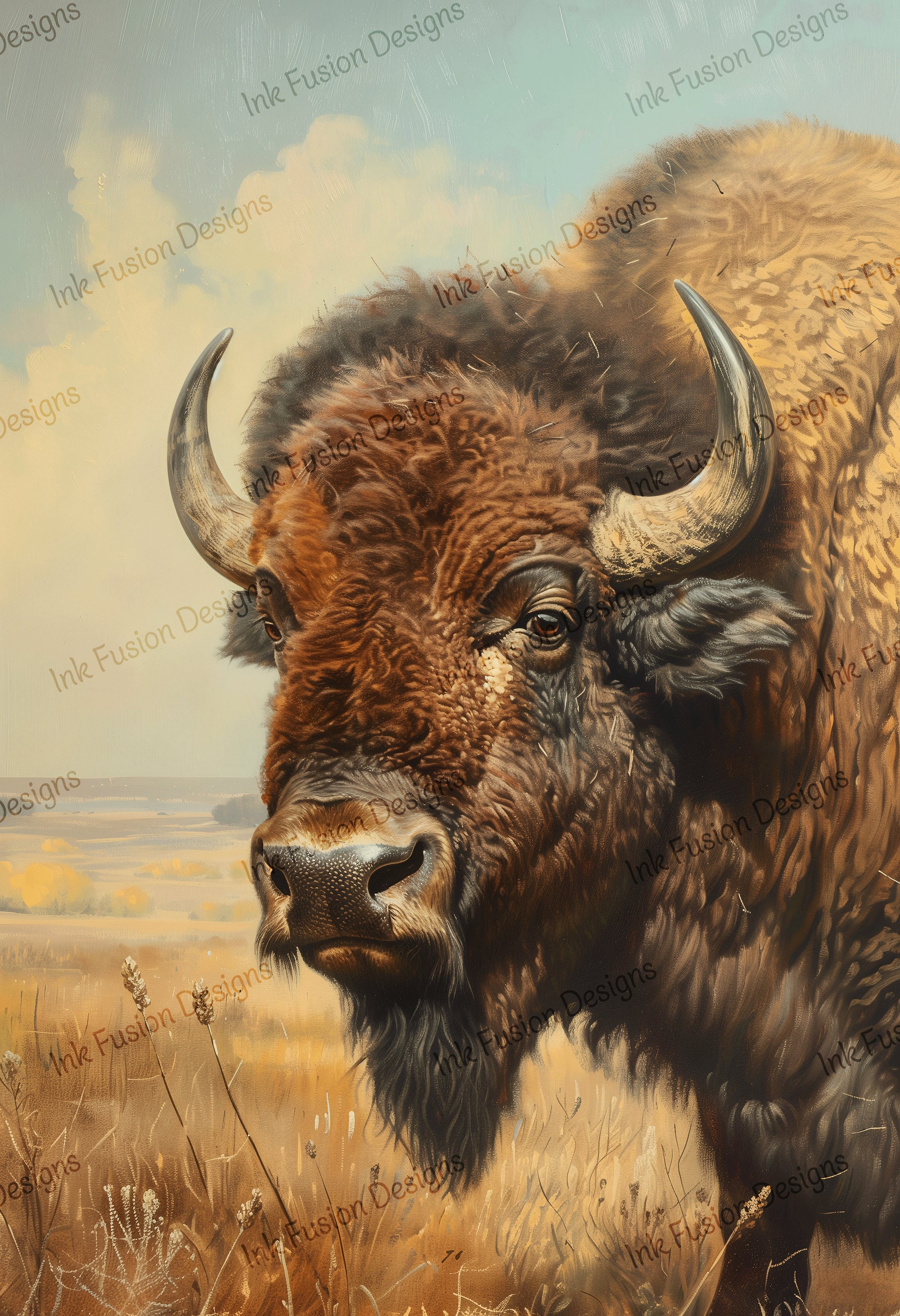 Majestic Bison Decorative Art Paper Rustic Wilderness of the Prairie ...
