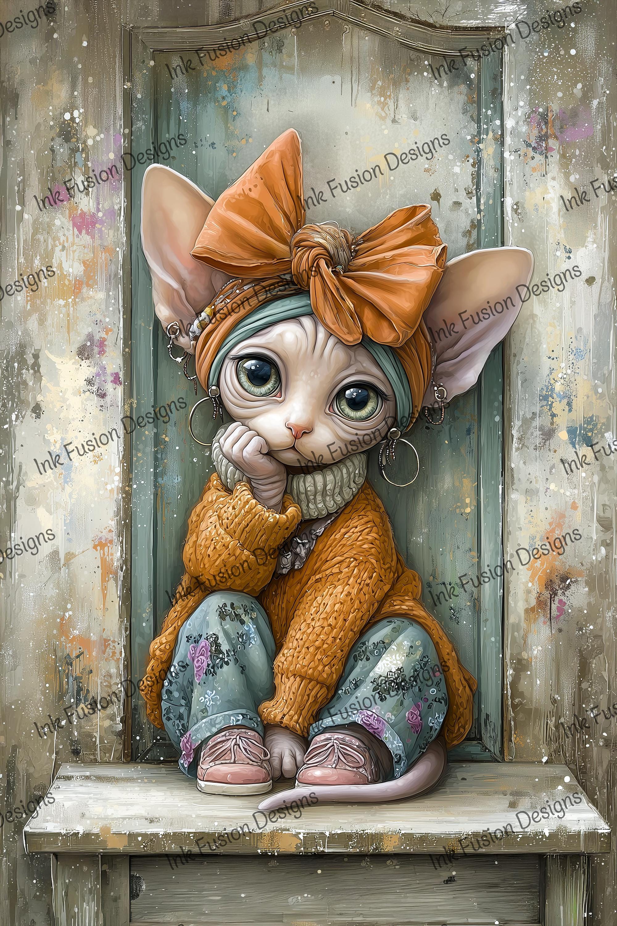 Miela - Sassy Cute Cat Art Print, Storybook Character Nursery Decor - Etsy