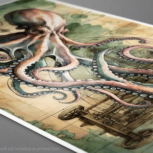 Kraken's Mechanical Grasp | Decorative Art Paper | Steampunk Octopus ...