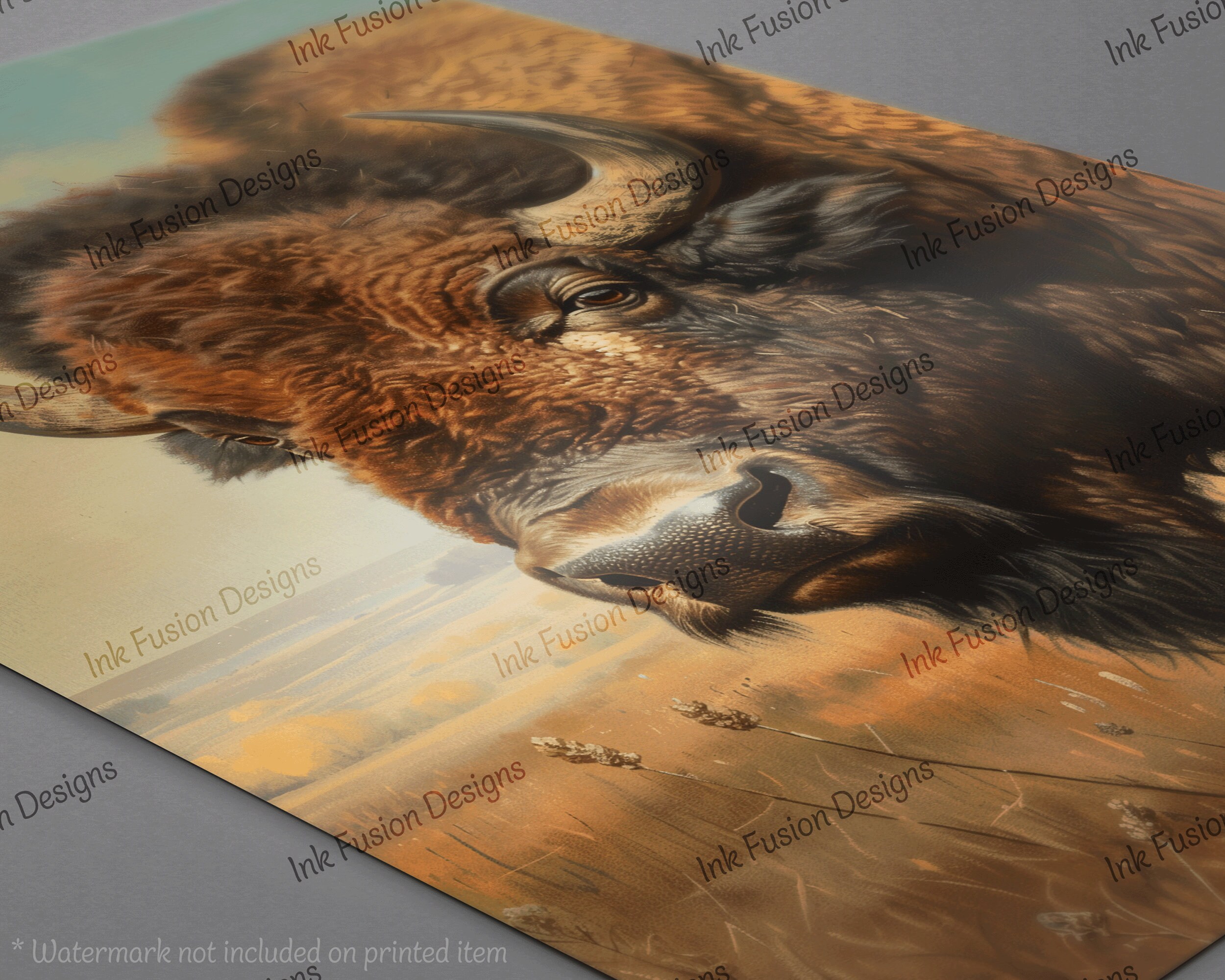 Majestic Bison Decorative Art Paper Rustic Wilderness of the Prairie ...