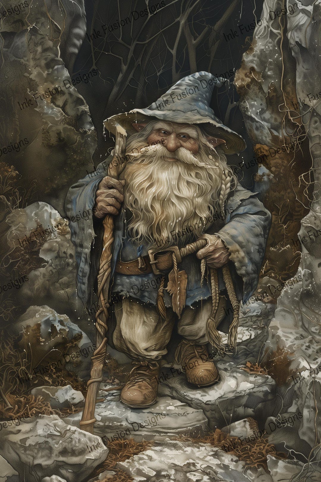 Mystical Gnome Art Print: Bilfur Mossroot Forest Poster - Etsy