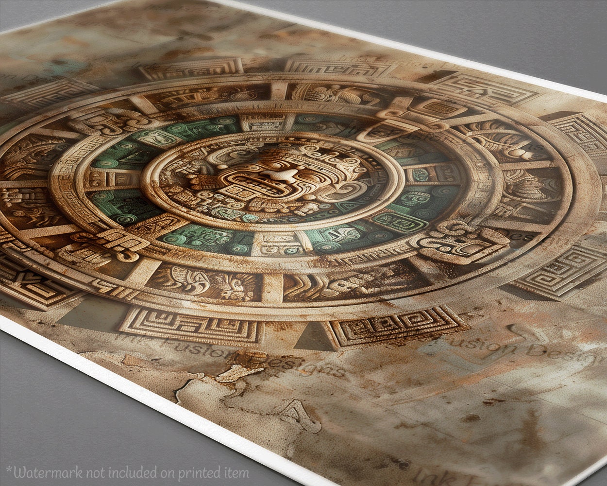 Mayan Calendar Art Print: Mesoamerican Sun Wheel, Aztec Decor - Etsy