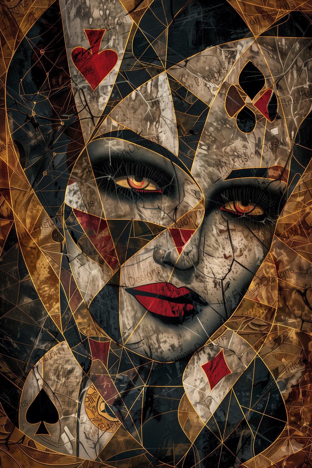 Queen of the Jesters | Decorative Art Paper | Harlequin Wall Art | High ...