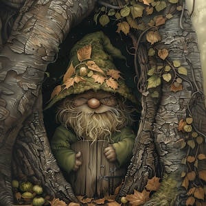 Foozy the Forest Gnome Art Paper: Fall Woodland Decor - Etsy