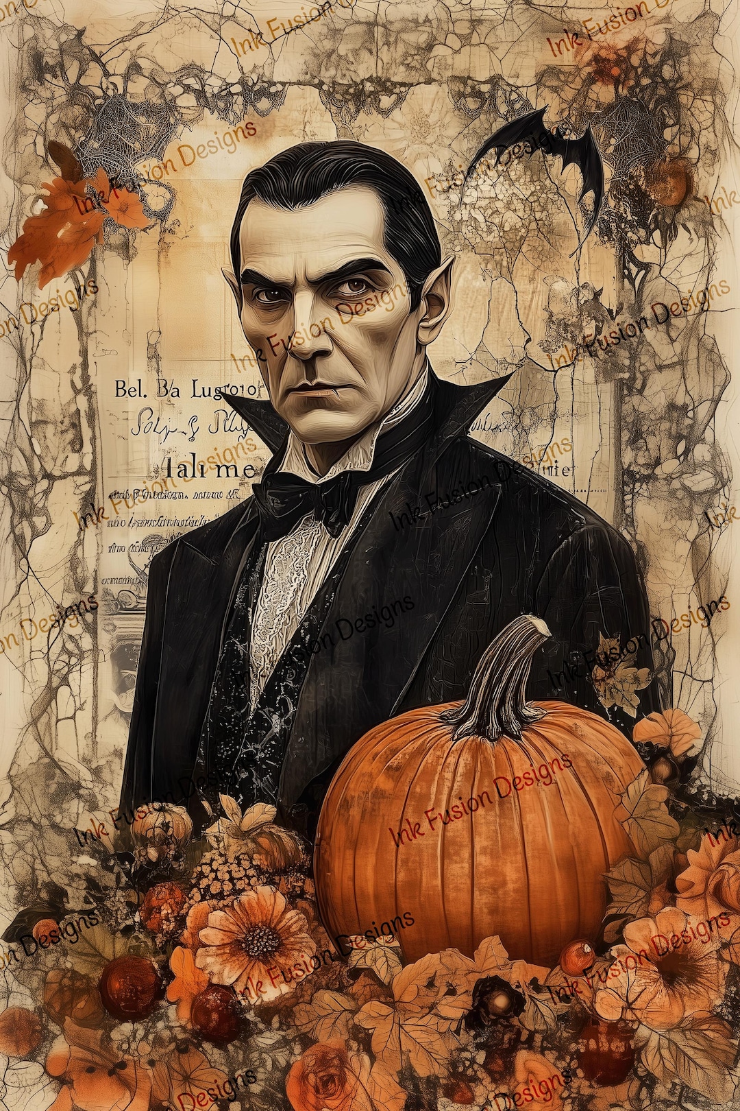 Classic Count Dracula | Decorative Art Paper | Vampire Portrait Print ...