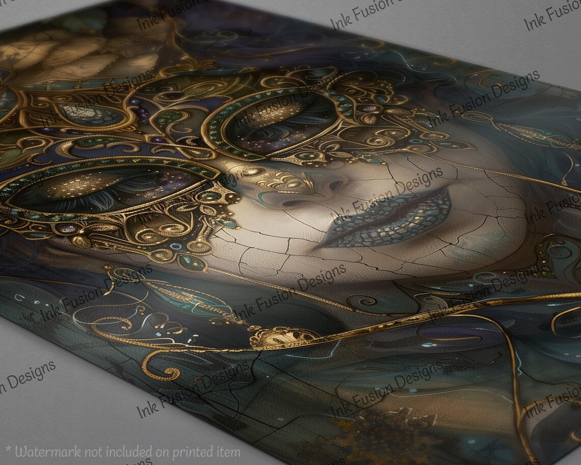 Gilded Mask Art Paper: Venetian Masquerade Print - Etsy
