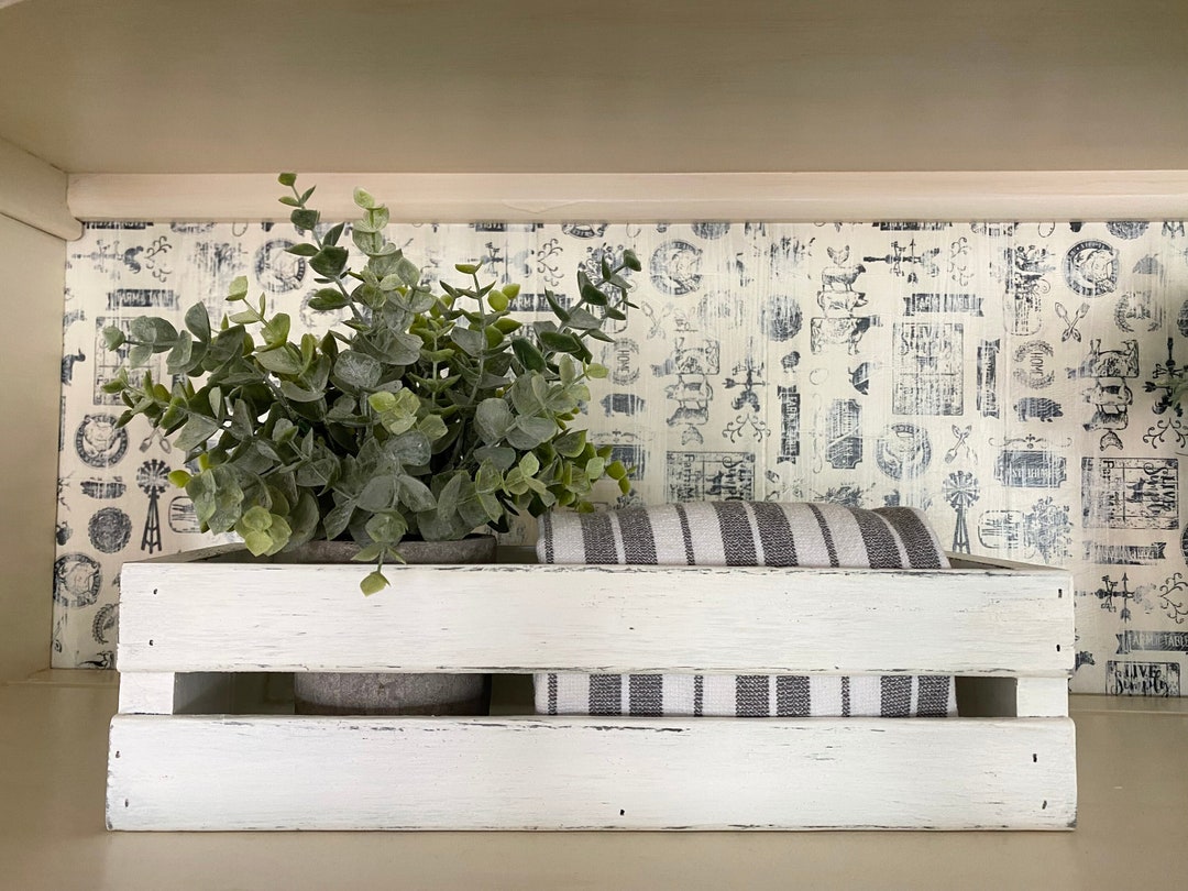 Farmhouse Wood Basket, Farmhouse Organizer, Centerpiece, Rustic Decor ...