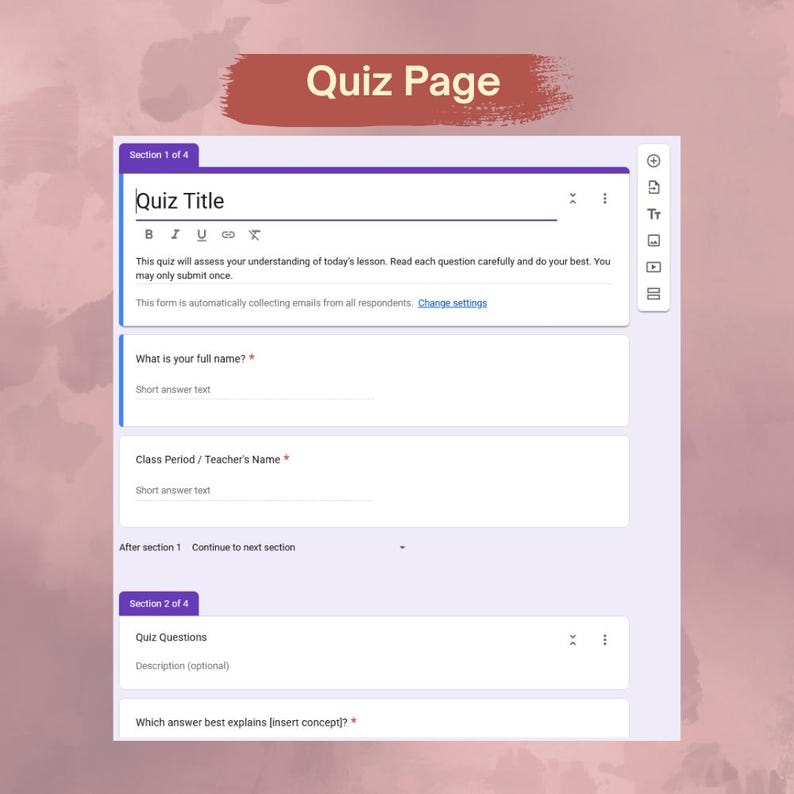 Digital Quiz Template for Google Forms | Customizable Assessment for ...