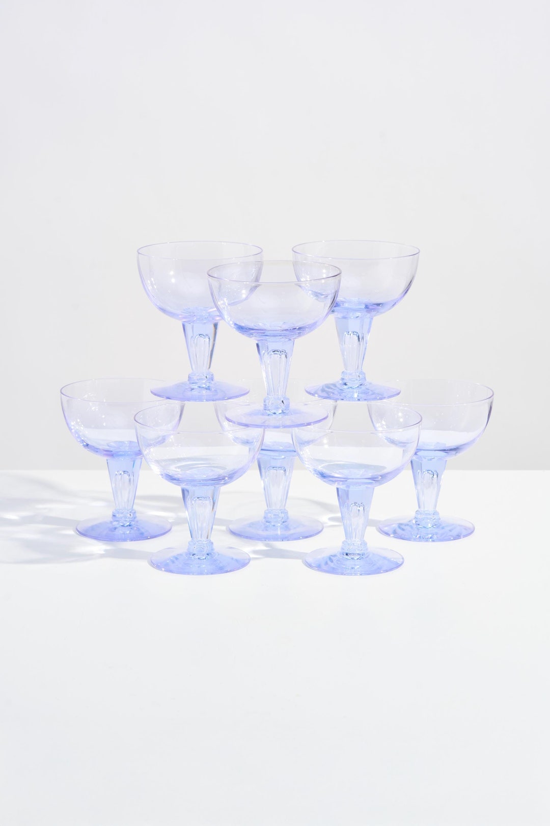 1930s Vintage Tiffin Twilight Blue Neodymium or Alexandrite Glass Stemware // RARE Color ...