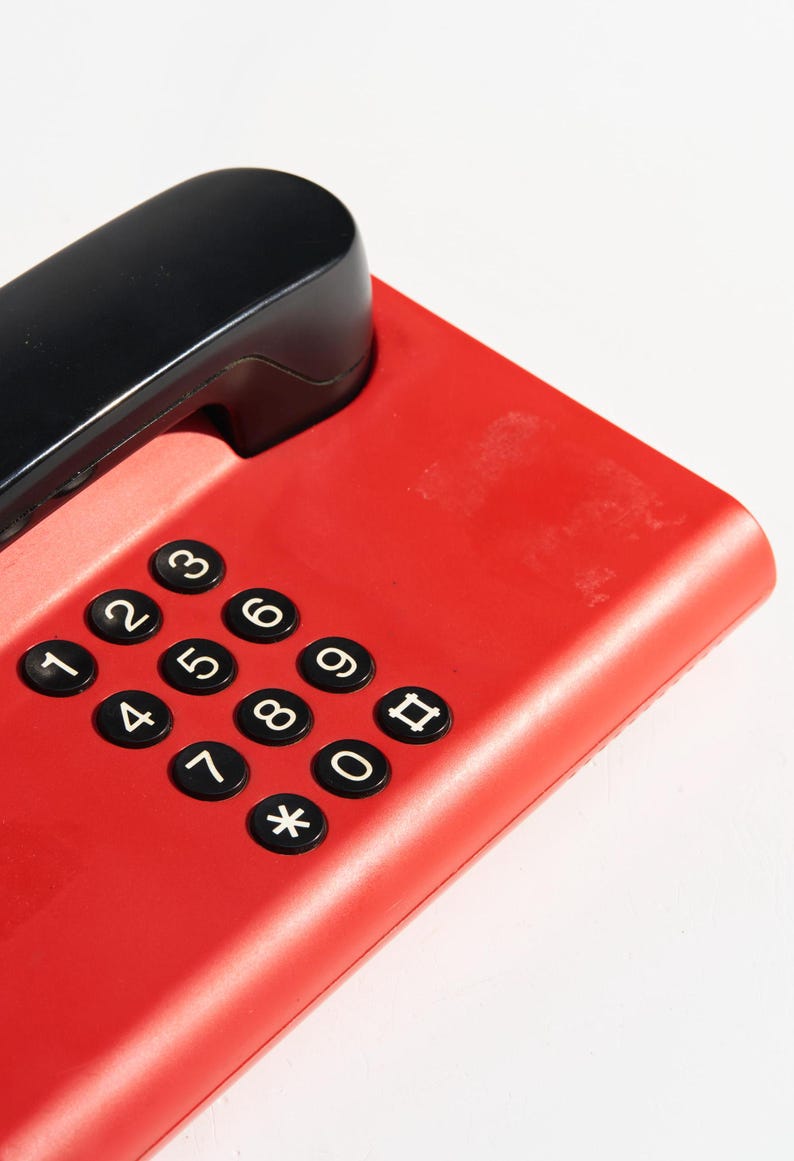 Retro Vintage Danish 1970s Telephone // Modernist Red and Black ...