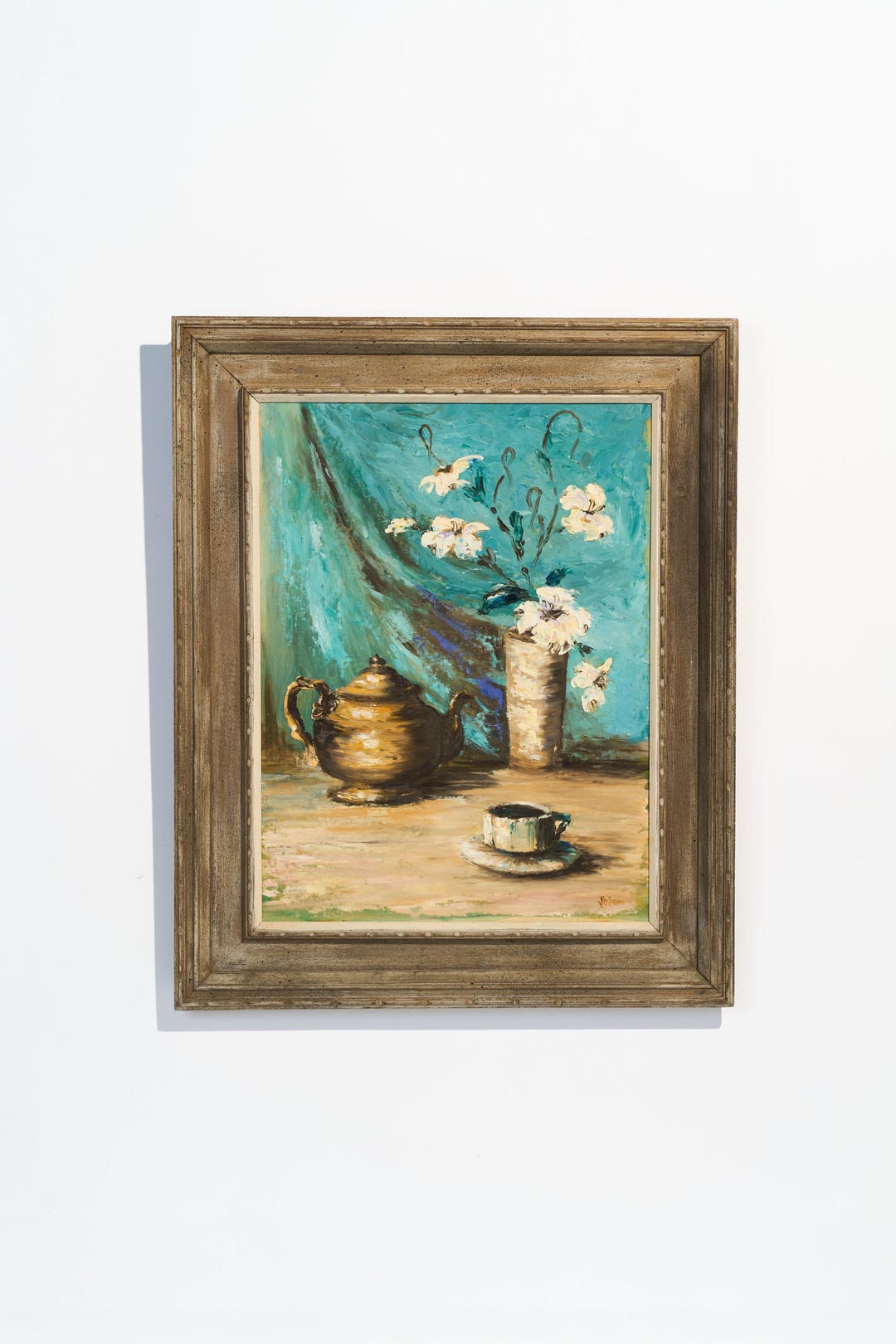 Vintage Impressionist Still Life Oil Painting // Mid-century Tabletop ...