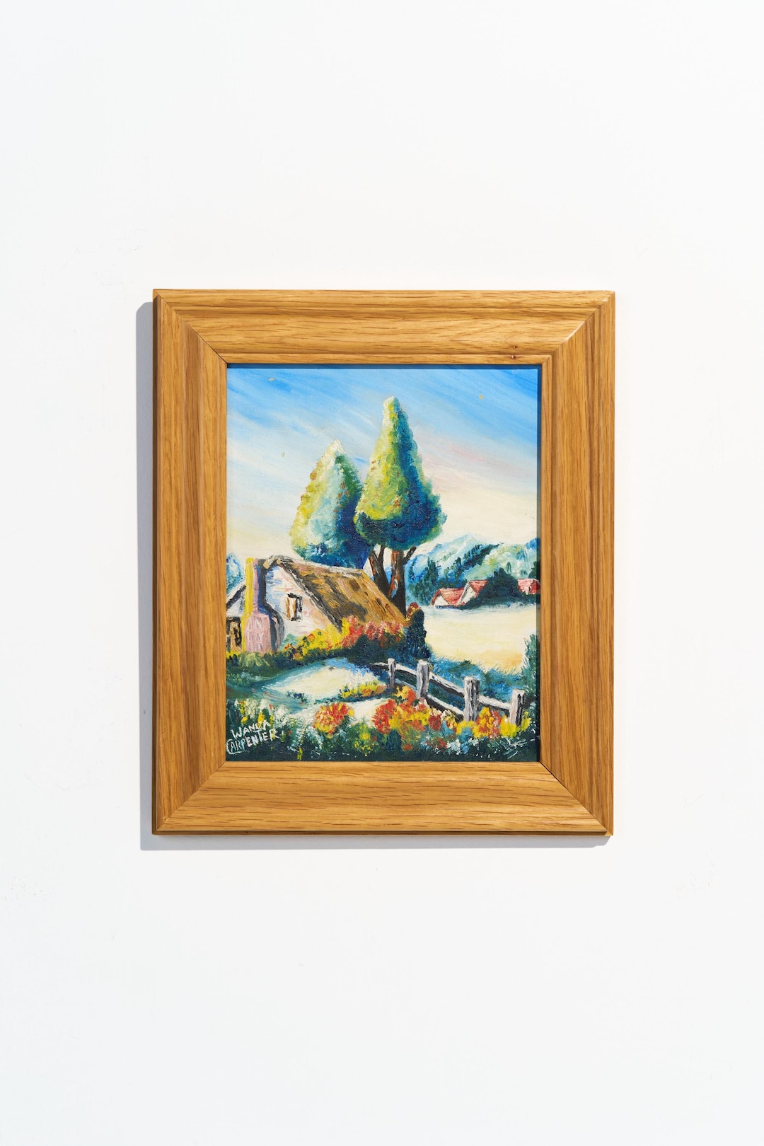 Vintage Cottage Oil Painting // Original 1970s Pastoral Landscape ...