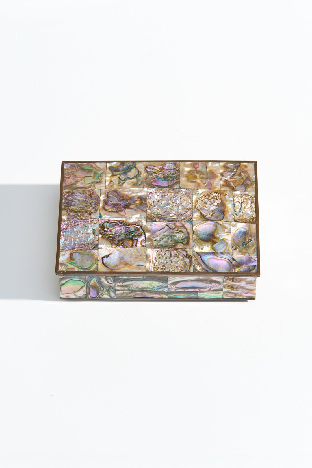 Vintage Abalone Shell and Brass Jewelry Box - Etsy