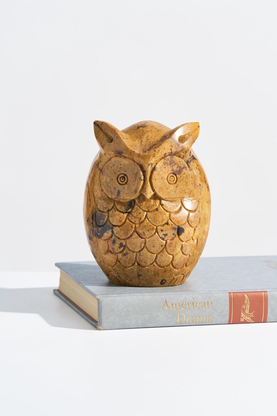 Vintage MCM Stone Owl Sculpture - Etsy