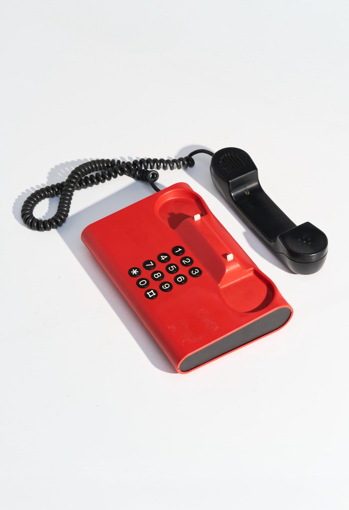 Retro Vintage Danish 1970s Telephone // Modernist Red and Black ...