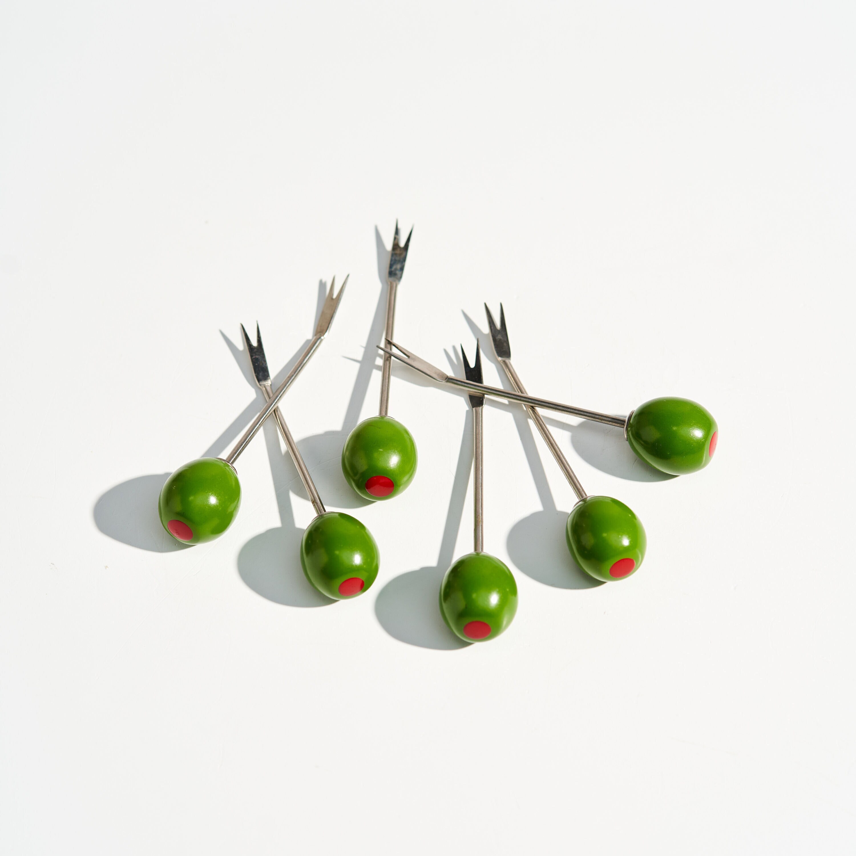 Vintage Set of Six Pimento Olives Cocktail Picks // Olive Shaped ...