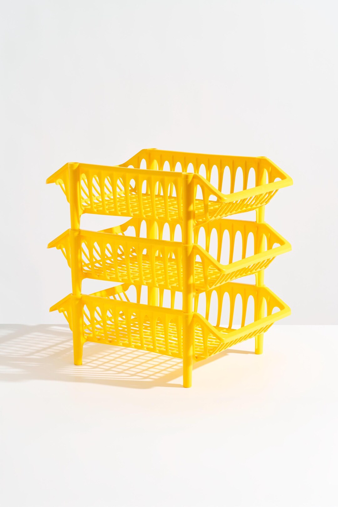 Vintage Kartell Style Yellow Stacking Baskets // Space Age Plastic ...