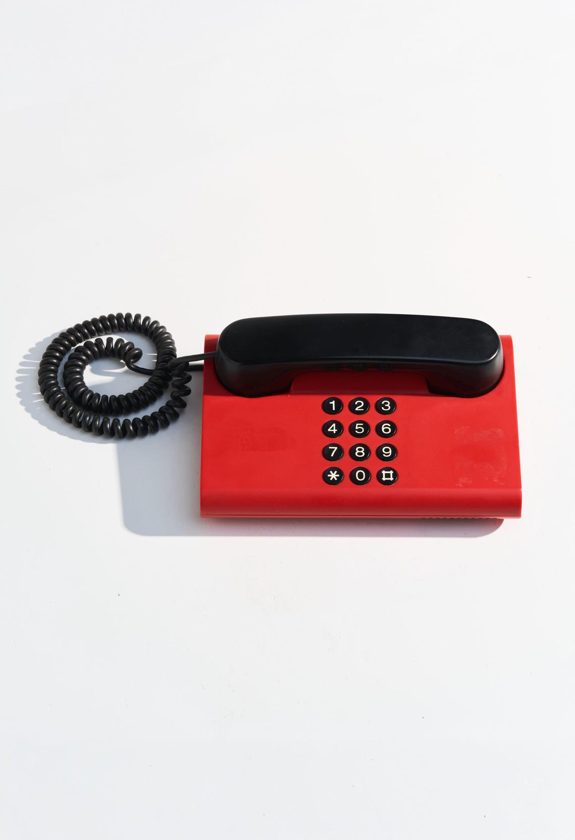 Retro Vintage Danish 1970s Telephone // Modernist Red and Black ...