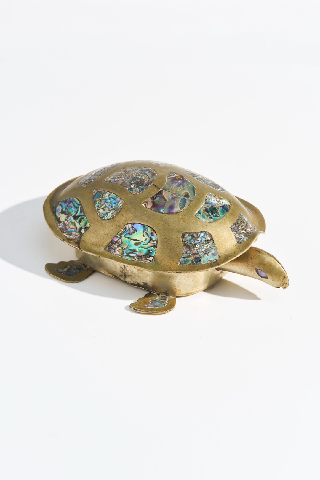 Vintage Mexican Alpaca Silver and Abalone Shell Turtle Box // Mid ...