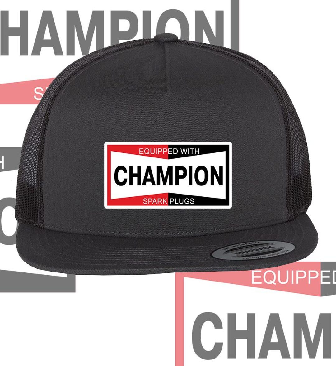 Champion Spark Plugs EMBLEM Hat Black Trucker Hat Cap Adult Size One ...