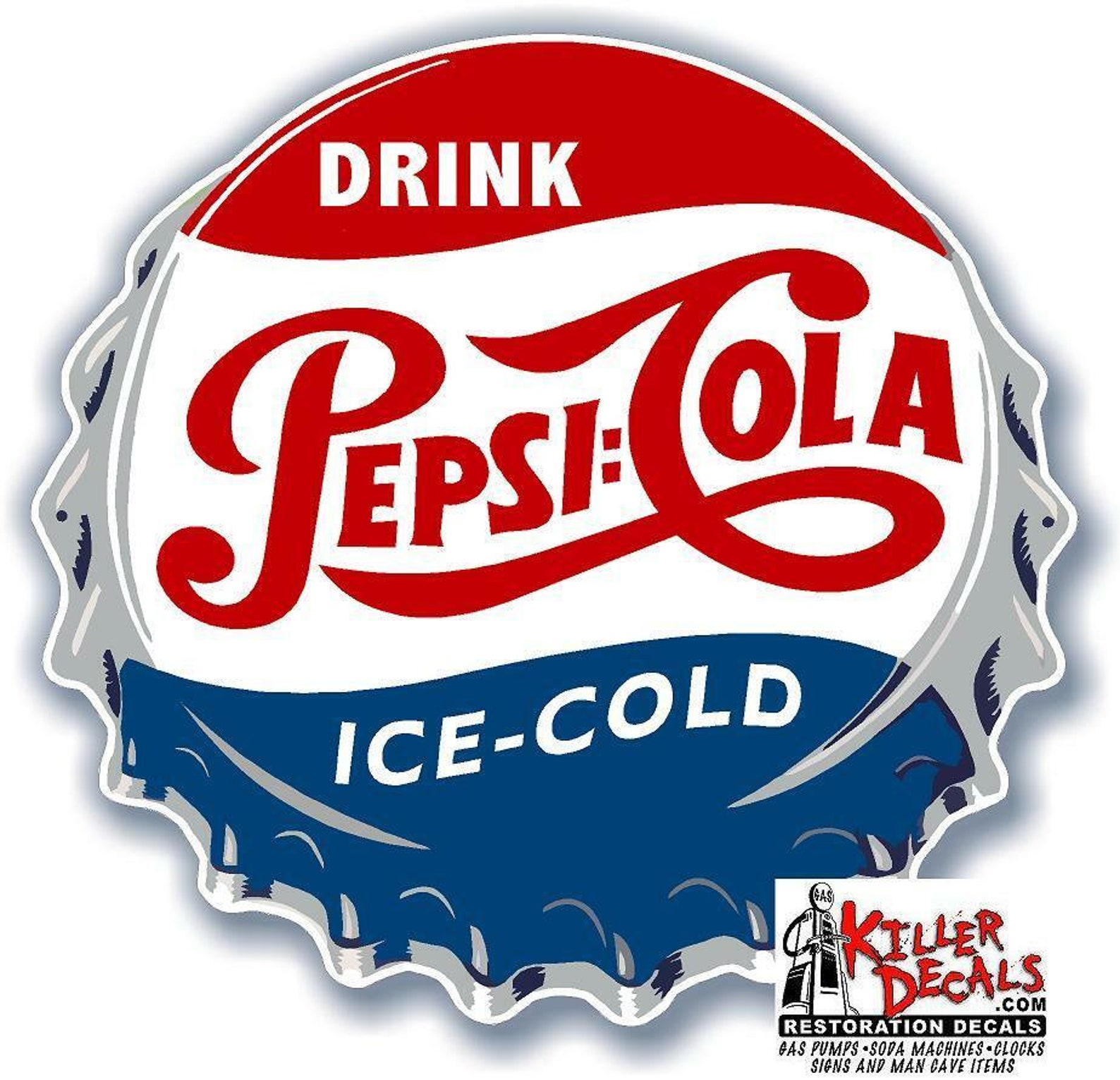 Pepsi Bottle Cap Retro Main Logo Vinyl Decal / Sticker 10 Sizes!! Free ...