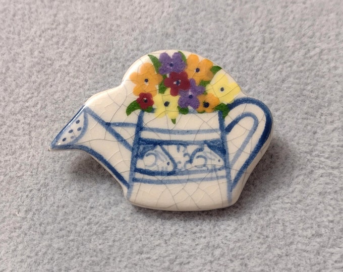 Unique Vintage Dedham Pottery Bunny Rabbit Watering Can With Flowers ...