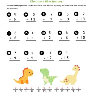 DINO DETECTIVE ADDITION Preschool Math Worksheet Kindergarten ...