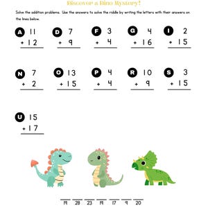 DINO DETECTIVE ADDITION Preschool Math Worksheet Kindergarten ...