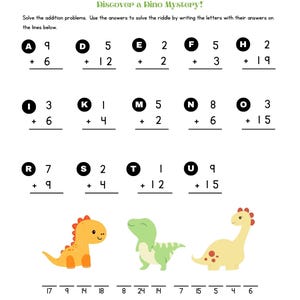 DINO DETECTIVE ADDITION Preschool Math Worksheet Kindergarten ...