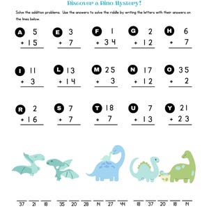 DINO DETECTIVE ADDITION Preschool Math Worksheet Kindergarten ...