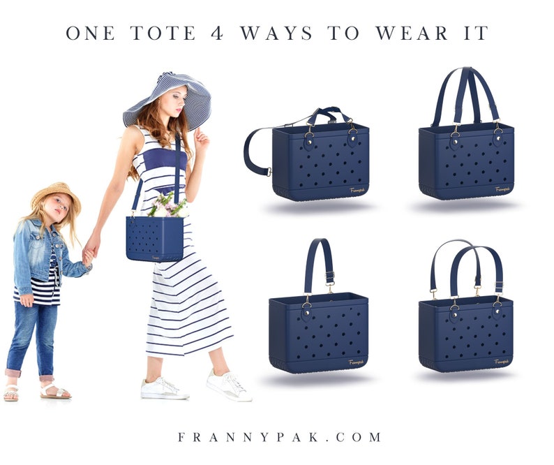 Universal Navy Strap Kit for All Bogg Bags or Any Waterproof Tote Bags: Frannypak Adjustable ...