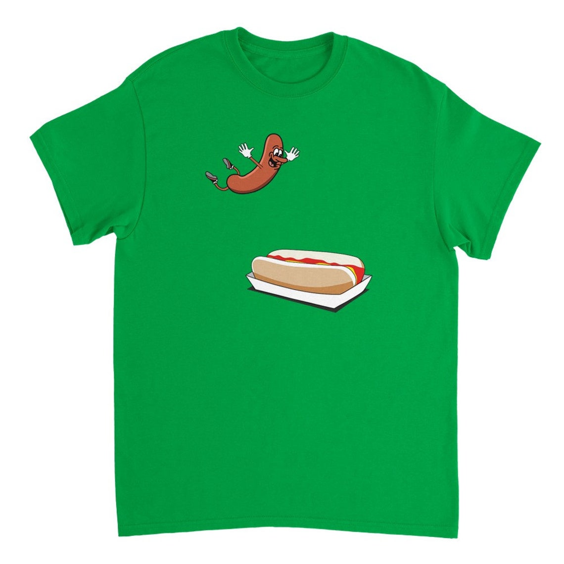 Hot Dog Diving Into A Hotdog Bun Tshirt - Etsy