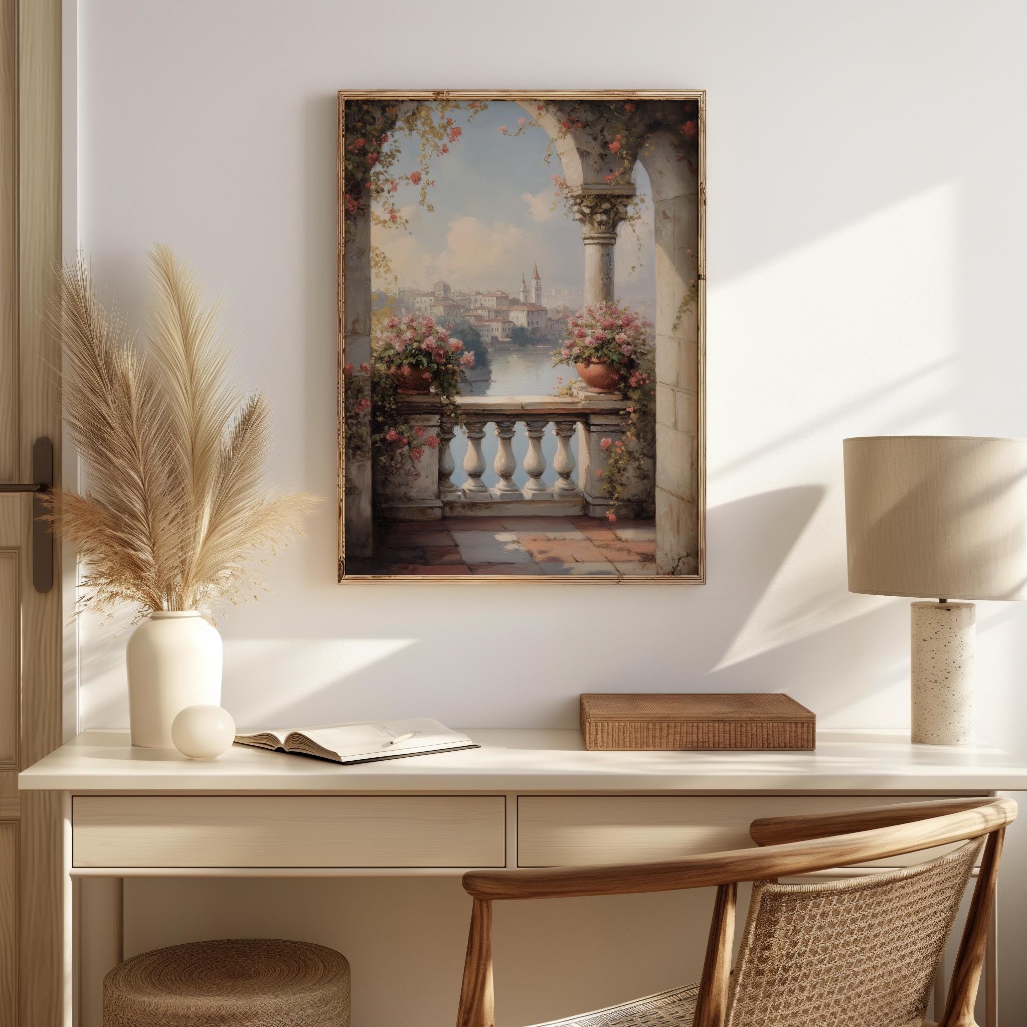 Vintage European Flowers Wall Art, Landscape Art, European Cityscape ...