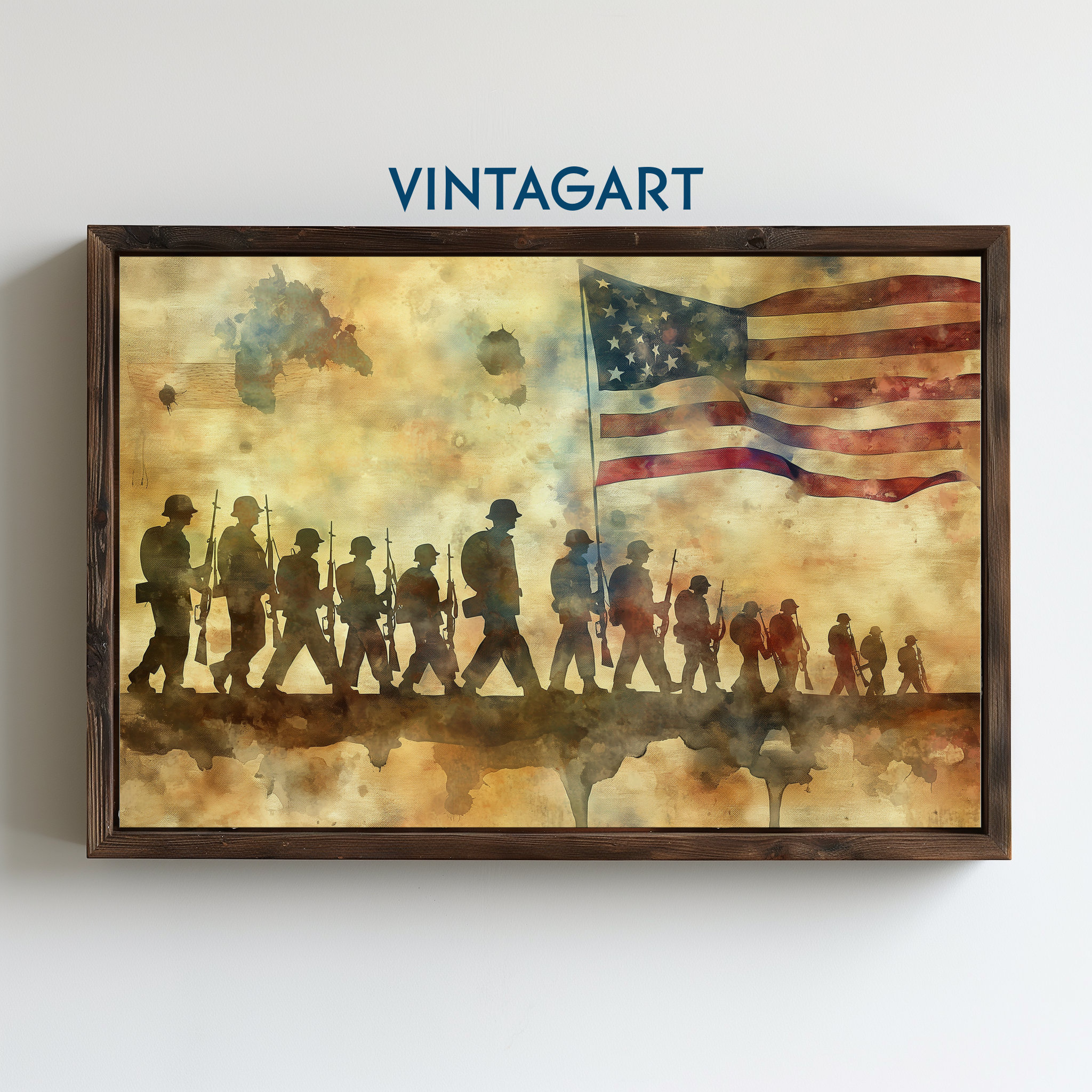 Printable Memorial Day Vintage Art Soldiers U.S. Flag Beautiful Art ...