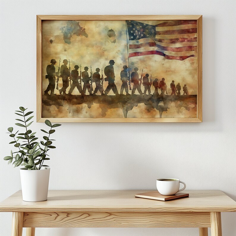 Printable Memorial Day Vintage Art Soldiers U.S. Flag Beautiful Art ...