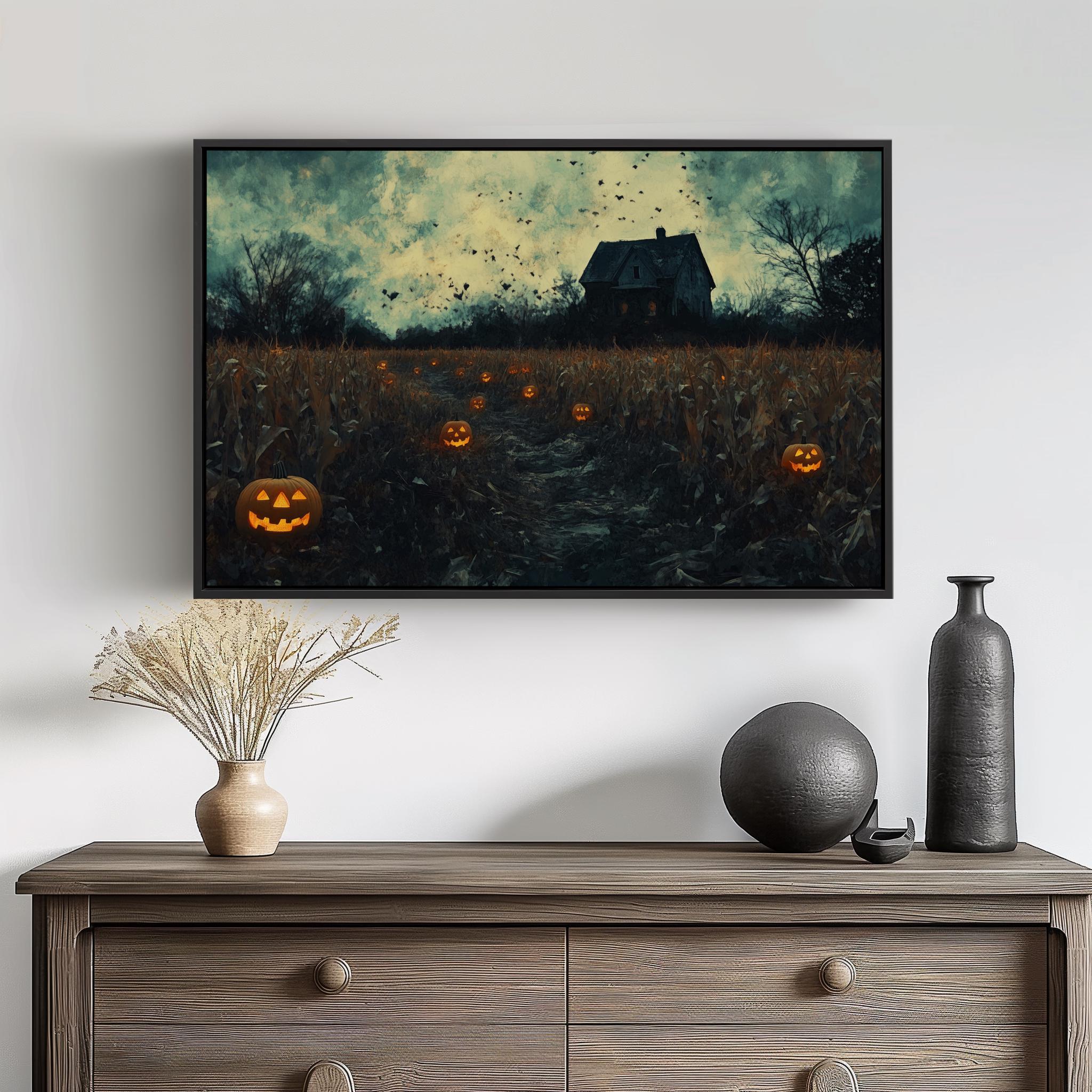 Printable Jack O' Lantern Haunted House Halloween Vintage Art Print ...