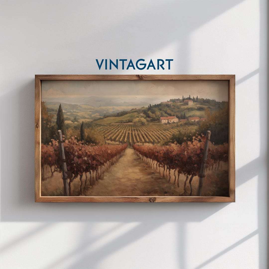Vintage French Country Art Print, Landscape Wall Decor, Grape Vineyard ...