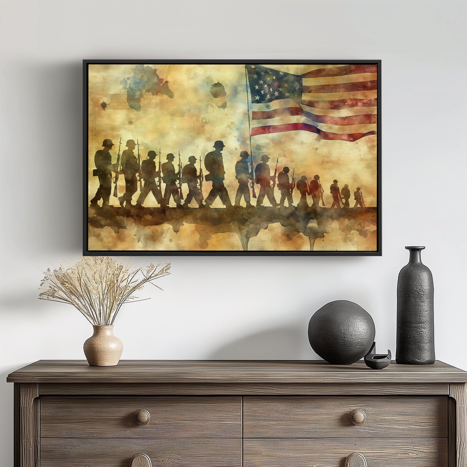 Printable Memorial Day Vintage Art Soldiers U.S. Flag Beautiful Art ...