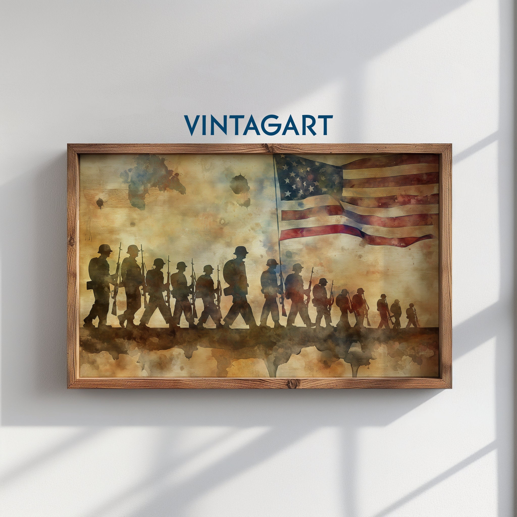 Printable Memorial Day Vintage Art Soldiers U.S. Flag Beautiful Art ...